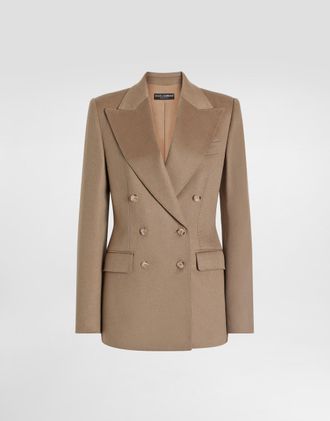 Dolce & Gabbana Double-breasted Jacket In Cashmere Drap - Frau Blazer Braun 46
