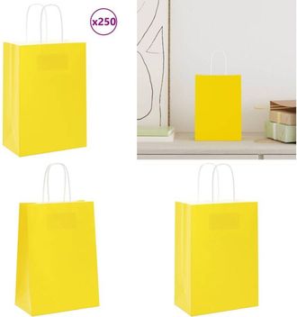 vidaXL Vidaxl - Papiertragetaschen 250 Stk. mit Henkeln Gelb 15x8x21 cm