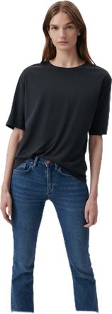 Mavi Damen Crew Neck T-Shirt Shirt, Black, XL