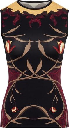 Marine Serre Femme, Tops, Noir, Taille: 38 FR Flowers Printed Jersey Second Skin Top