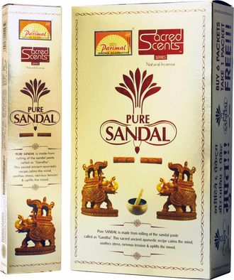 Satya Jewelry Parimal Sacred Scents R&auml;ucherst&auml;bchen, nat&uuml;rliche Sandale, 6 Packungen &agrave; 28 g in einer Box, Export-Qualit&auml;t