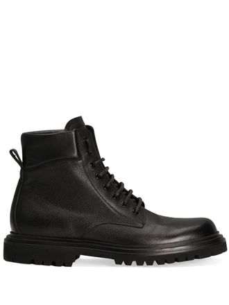 Dolce & Gabbana bottines en cuir à lacets - Noir
