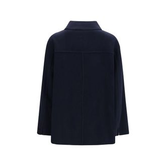 Max Mara Womens Blue Wool Oves Aries Coat Clothing