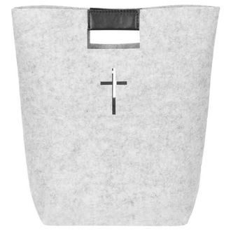 BESTONZON Paquet Fourre-Tout Biblique en Feutre Gris Blanc Mallette &agrave; Bible A4 Paquet &agrave; Main R&eacute;utilisable pour Courses et Usage Quotidien Accessoire Chr&eacute;tien Pr