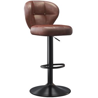 Generic Moderne, H&ouml;henverstellbare Drehhocker mit Kunstledersitzkissen In Braun/Rot/Schwarz/Gr&uuml;n/Grau und Schwarzem/Silbernem Gestell f&uuml;r K&uuml;cheninseln