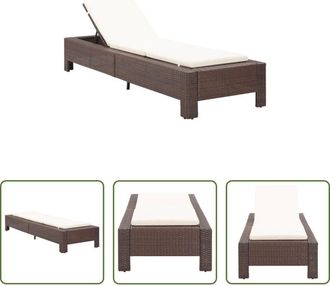 vidaXL vidaXL Sonnenliege mit Kissen - Sonnenliege mit Auflage Braun Poly Rattan
