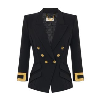 Elisabetta Franchi Veste Stretch Double Cr&ecirc;pe - Femme - Vestes - Noir - Taille: 38 FR