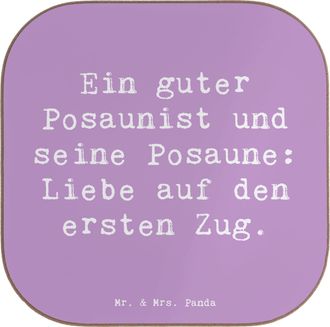Mr. & Mrs. Panda Tassenuntersetzer Spruch Posaune Liebe - Geschenk, Musikerwitz, Untersetzer f&uuml;r Gl&auml;ser, Tischuntersetzer, gl&auml;seruntersetzer, Musikinstrument, Lernen, 