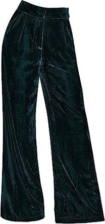 Generic Pantalon Palazzo en velours pour femme - Taille haute - Doux et extensible - Pantalon &eacute;vas&eacute; des ann&eacute;es 70 - Pantalon d&eacute;contract&eacute; pour soir&eacute;e, festival