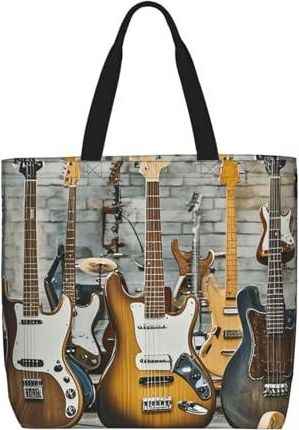 Generic Guitare Basse Musique Instrument De Musique Sac Courses Pliable Sacs Imperm&eacute;able Sac Fourre Tout Pour Gym Quotidienne Shopping