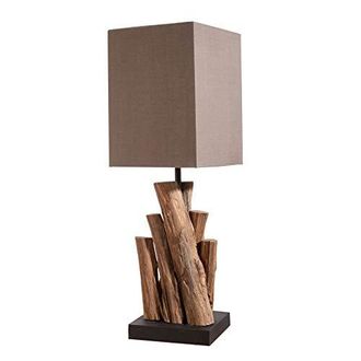 Invicta Interior Handgefertigte Tischlampe Pure Nature 45cm Eisenholz mit Baumwollschirm