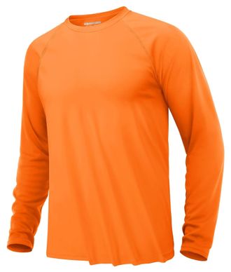 KEFITEVD Langarmshirt Herren UV Shirt Sommer Atmungsaktiv Laufshirt Leichte Fahrradshirt M&auml;nner Rund-Ausschnitt Longsleeve Casual T-Shirt Surfen Angeln Orange 