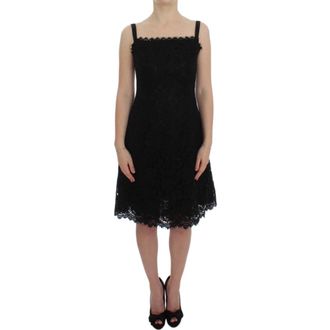 Dolce & Gabbana Femme, Robes, Noir, Taille: 36 FR Robe Noire en Dentelle Florale Shift