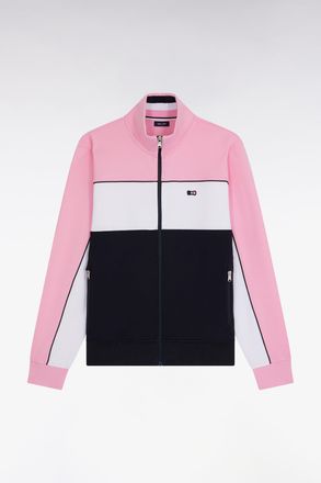 Eden Park Sweatshirt Zipp&eacute; En Molleton Coton Stretch Tricolore Rose Coupe Droite
