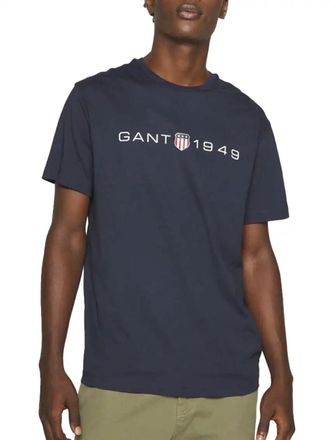 GANT Herren Printed Graphic T-Shirt, Evening Blue, XL EU