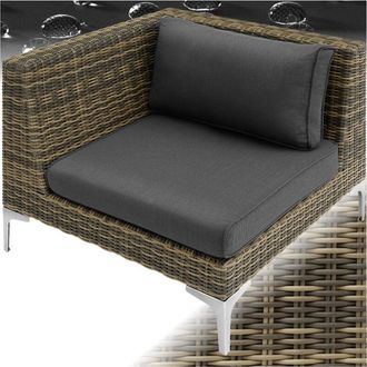 TecTake Tectake - Ensemble modulable en rotin Villanova naturel coin droit - Gris anthracite chin&eacute; - Structure en aluminium - Coussins hydrofuges faciles &agrave;