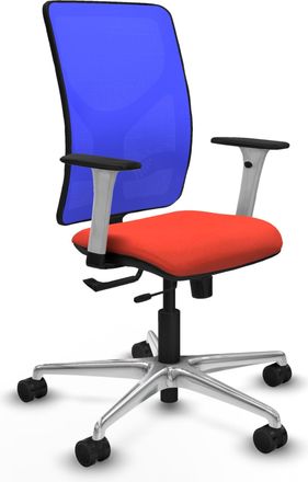 Piqueras y Crespo Telearbeitsstuhl mit wei&szlig;en und schwarzen Armlehnen, h&ouml;henverstellbare Lendenwirbelst&uuml;tze, ausgestattet mit Syncro/Traslack und Schneideschaum, Blau/D