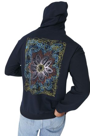 Trendyol Trendyol Herren Kapuze mit Slogan Regular Sweatshirt, Marineblau, XS