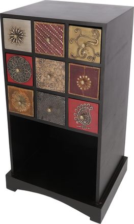 Guru Shop Kleine Kommode, Beistelltisch, Nachtschrank mit 9 Schubf&auml;chern - Modell 36, 67x36x33 cm
