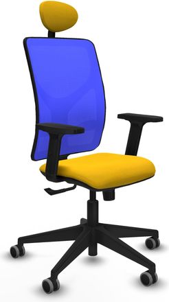 Piqueras y Crespo Stuhl f&uuml;r Telearbeit, mit 2D-Armlehnen, h&ouml;henverstellbarer Lendenwirbelst&uuml;tze und festem Kopfteil, ausgestattet mit 3 Positionen und Schneidschaum, Bl