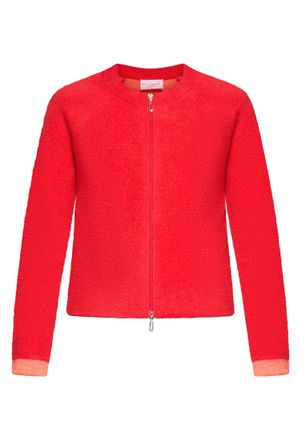 Betty Barclay Damen Casual-Strickjacke mit Rei&szlig;verschluss 38, High Risk Red
