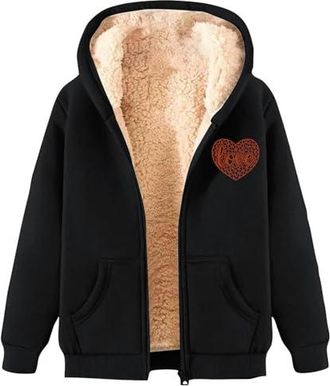 Generic 2026 Vestes &agrave; capuche pour femme avec fermeture &eacute;clair chaude et basique pour automne/hiver, Noir, XXL