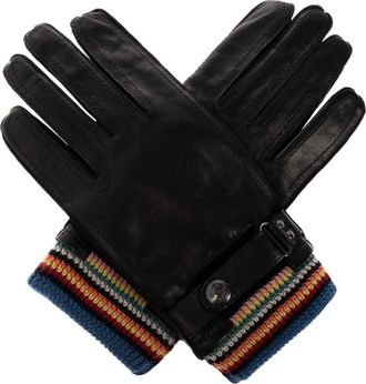 Paul Smith Gants &agrave; poignets Signature Stripe - Homme - Accessoires - Noir - Taille: L