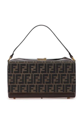 Fendi sac à main Push Lock Box en toile Zucca (2000-2010) - Marron
