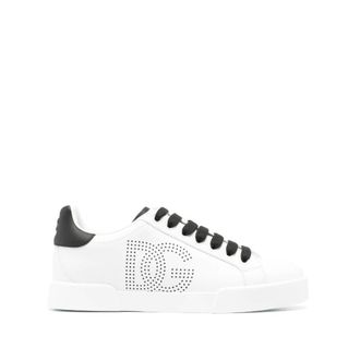 Dolce & Gabbana Femme, Chaussures, Blanc, Taille: 36 EU Baskets Portofino Noir Blanc Logo Perf