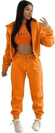 Generic Ensemble de salon pour femme de couleur unie d&eacute;contract&eacute; &agrave; deux pantalons avec petits pieds, col rond et manches longues, ensemble de v&ecirc;tements de d&eacute;t