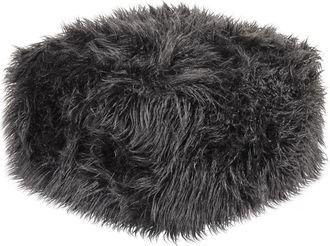 Beliani Pouf Sitzpouf Sitzhocker Felloptik schwarz 50x50 cm Quadrat Modern Skandi Mukki