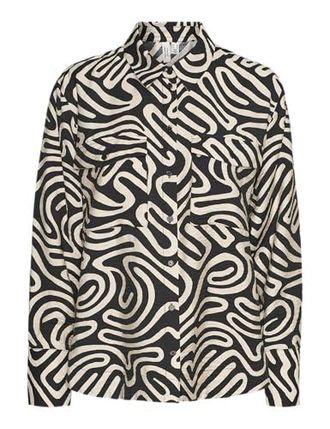 Vero Moda Vmvigdis L/S Shirt WVN Btq Chemise, Noir/AOP : vigdis, M Femmes