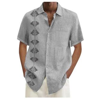 Generic Ma Commande en Cours Chemise Homme Texture Chemises Manches Courtes Blanche &Agrave; Jabot Hawaienne Lin 3XL Blanc Classe Bouton De Manchette Chemisette Garc