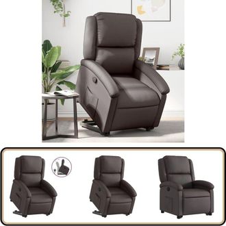 vidaXL Relaxsessel mit Aufstehhilfe Dunkelbraun Echtleder - Relaxsessel - Aufstehhilfe - Sessel - Fernsehsessel - TV-Sessel