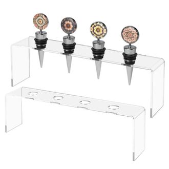 Generico Verkaufsst&auml;nder f&uuml;r Weinflaschenverschl&uuml;sse | 2-teiliges Set f&uuml;r Arbeitsplatte - Organizer mit 4 F&auml;chern mit rutschfesten und transparenten Ebenen f&uuml;r