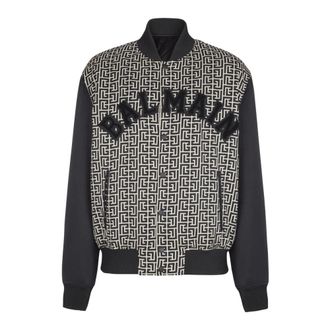 Balmain Varsity Monogrammed Jacket with Patches - - Jackets - Herren - Schwarzk - XL