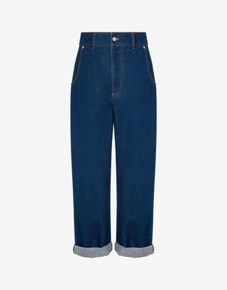 Moschino Pantalon en denim de coton bleu - Bleu