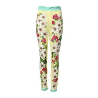 Dolce & Gabbana Gelbe Blumen High-Waist Leggings - - Trousers - Damen - Mehrfarbig - S