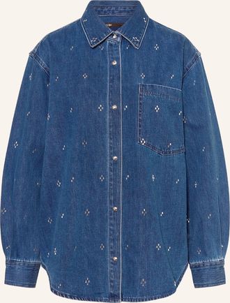 Maje Jeansbluse Mit Schmucksteinen blau