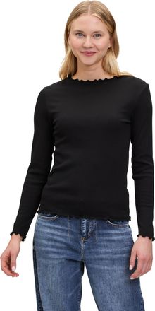 Cartoon Damen Langarm-Shirt mit Kragen 40, Schwarz