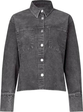 Samsøe & Samsøe Femme, Vestes, Gris, Taille: 40 FR Chemise Grise Coton Élasthanne Doublure