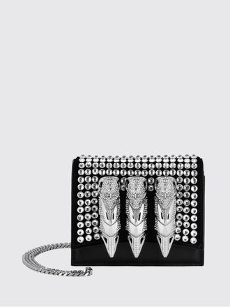 Philipp Plein Mini sac en cuir de veau avec broderie de cristaux et bandouli&egrave;re cha&icirc;ne