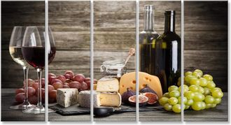 Islandburner Bild auf Leinwand Wein & Käse Stillleben - Leinwand Bilder in verschiedenen Formaten für Wohnzimmer, Schlafzimmer oder Küche - Leinwandbilder, Wandbil