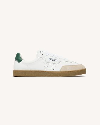 Faguo Baskets en cuir blanc et vert