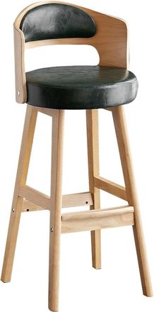 Generic K&uuml;chenbarhocker in Tresenh&ouml;he, gepolstert mit Kunstleder, R&uuml;ckenlehne, Holzbeinen und Fu&szlig;st&uuml;tze, 66/76 cm