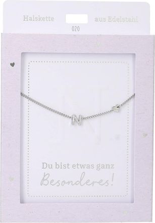 Depesche 13895.20 Halskette mit Buchstabe N und Herz, versilbert, variabel in der Länge tragbar (42 cm + 5 cm), als Geschenk oder kleine Aufmerksamkeit