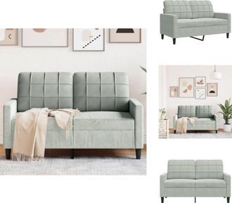 vidaXL 2-Sitzer-Sofa Hellgrau 120 cm Samt - Samtsofa - Grau Sofa - Wohnzimmersofa - 2er Sofa - Gem&uuml;tliches Sofa