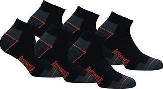 Lonsdale 6 Paires Chaussettes Sneaker de Travail - Hauteur Cheville - Chaussures Sécurité - Pointe Talon Renforcés - Coton éponge (Noir, 39-42)