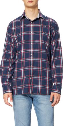 Tommy Hilfiger Herren Flex Dobby Check Shirt Hemd, Carbon Navy/Regatta Red/Multi, XS