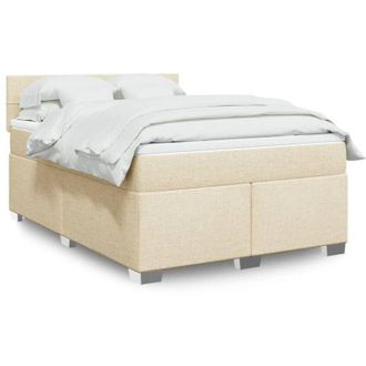 vidaXL Boxspringbett mit Matratze Creme 140x200 cm Stoff Vidaxl